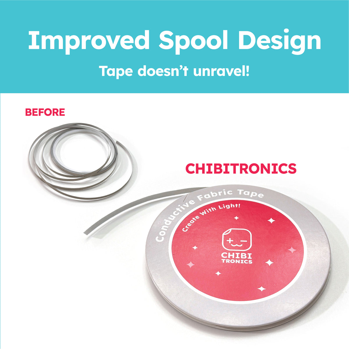 Conductive Fabric Tape Spool - 5 Roll Value Pack – Chibitronics Inc.